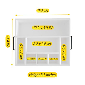 Paper Plate Holder, Plastic Silverware Caddy, Plastic Utensil Dispenser for Party Buffet Camping BBQ, Disposable Spoon Fork Knives Dish Cup Napkin Storage Organizer for Kitchen Counter (White)