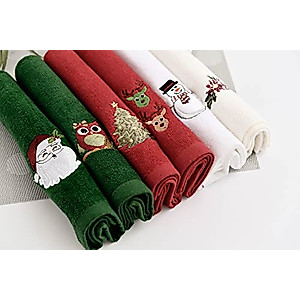 Christmas Hand Towels for Kitchen and Bathroom , 12x18 100% Cotton, High Absorbency, Christmas Holiday Decorative Dishwashing Towels Hand Towels 6-Pack Gift Set