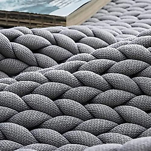 SILKOKOON Knitted Weighted Blanket, Cool Coarse Knitted Weighted Blanket, Handmade Even Weight Without Beads, Perfect Home Decor for Sofa Bedroom (48 * 72, 15lbs)