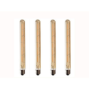 T300 Vintage LED Filament Bulb T300 6W Dimmable Vintage Edison Light Bulb Long Tubular Vintage LED Light,E26/E27 Medium Base,Amber Glass,Warm White 2300K,6W(40W Equivalent),Dimmable,Pack of 4