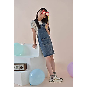 Vanoker Kids Denim Cotton Canvas Cross Back Aprons Kitchen Garden Square Children Pure Child Smock with Pocket for Baking Paint Cook (Blue, M)