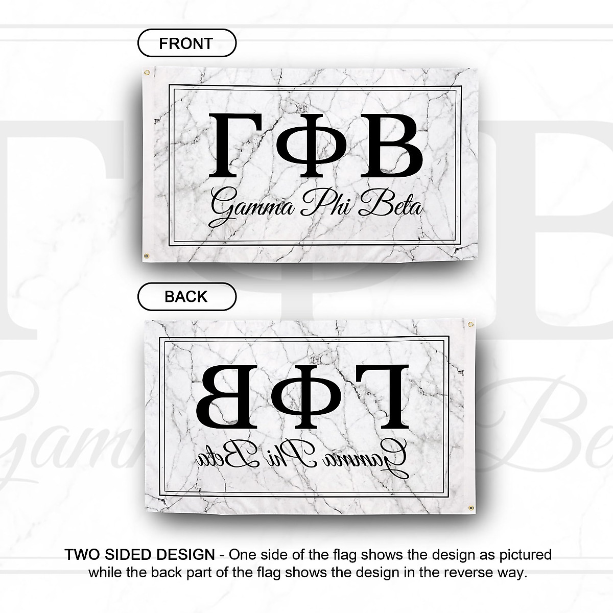 Desert Cactus Gamma Phi Beta Flag Letter Sorority Banner 3x5 feet Sign Decor Gamma phi (Flag - Marble Box)