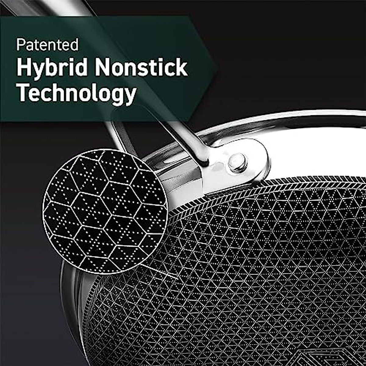 HexClad Hybrid Nonstick 12-Inch Fry Pan with Tempered Glass Lid, Stay-Cool Handle, Dishwasher and Oven Safe, Induction Ready, Compatible with All Cooktops