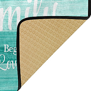 Teal Turquoise Green Wooden Sunflowers Kitchen Rugs Non Slip Family Kitchen Mats Bath Rug livingroom Doormats for Home Decor, Washable, 39 x 20 Inch