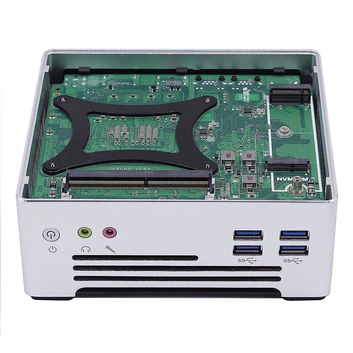 VENOEN Fanless Mini PC Windows 11, 12th Gen Celeron J6412, 8GB DDR4 RAM, 256GB SSD, 2.5inch SATA, Dual HD-MI, DP, 3-Display, 2* DB9 COM, 2* RJ45 LAN, Mini PCI E WiFi, BT, Small Computer, Low Power