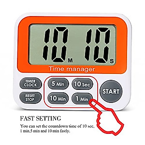 Digital Countdown Kitchen Timer - AIMILAR Count Up Down Magnetic Timer Clock with Loud Alarm Fast Setting for Cooking Baking Gym Students