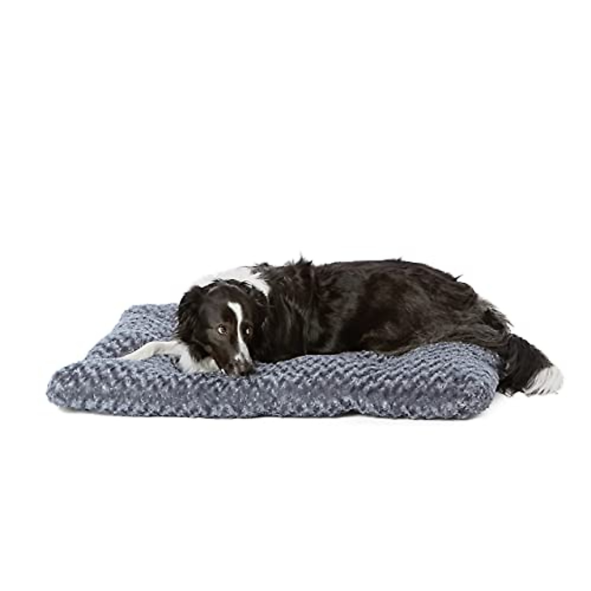 Amazon Basics Plush Pet Bed and Dog Crate Pad, Large, 40 x 27 x 3.5 Inches, Gray Swirl
