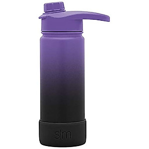 Simple Modern 18oz Water Bottle, Insulated Reusable Wide Mouth Stainless Steel Metal Flask with Chug Lid and Silicone Boot, Ombre: Violet Sky