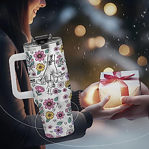 Personalized Mothers Day Birthday Gifts for Mom Nana Grandma, Custom You Hold Our Hands Also Our Hearts 2D 40oz Tumbler with Name, Customized Mother's Day Gifts from Daughter Son Kid, Travel Cup