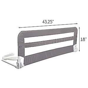Little Chicks Sydney Toddler Bed Rail - Foldable & Portable - Suitable for Flat Beds Bases up to Queen-Size Mattress - Gray - Model CK027