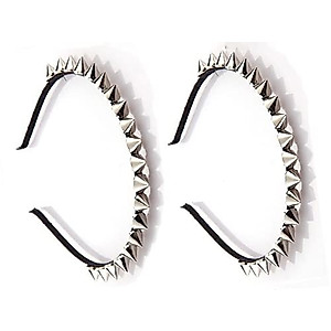 FULAI Duyppy 2 Pack Rivet Punk Spike Headband Studded Headband Party Hair Band Hair Clips for Women