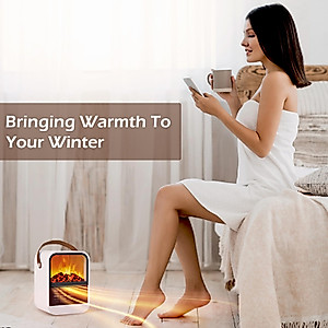 nediea Space Heater, Portable Heater with Realistic 3D Flame, 1000W PTC Ceramic Fast Heating, Quiet and Safe Electric Heaters for Indoor Use, Office, Bedroom and Desk