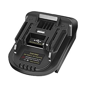 KUNLUN DM18M Battery Adapter for Makita 18V Tools Convert for Dewalt 20V Battery & Milwaukee M18 18V Battery to Makita 18V Battery BL1830 BL1840 BL1850 with USB Charging Port(Bare Adapter Only)