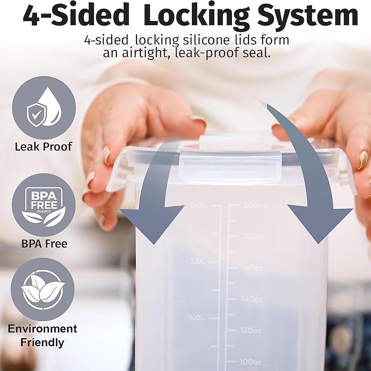 Shazo 2PC 6.3L /213OZ EXTRA Large Airtight Food Storage Cereal Containers for Bulk Food Storage BPA-Free Plastic Cereal Container with Labels & pen Pantry Organization and Storage Canister for Rice, Pasta, Sugar & Flour