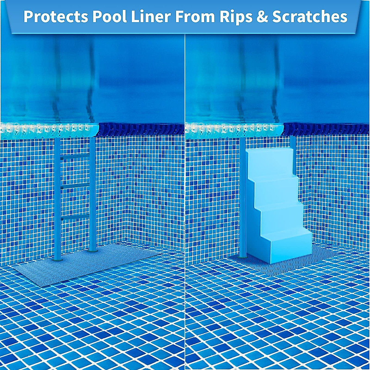 Pool Ladder Mat, Pool Liner Protective Ladder Pad, Pool Ladder Mat for Above Ground Pools, Non-Slip Pool Mats for Pool Bottom/Deck/Stairs/Step/Floor, Swimming Pool Accessories, 36 X 17 inch