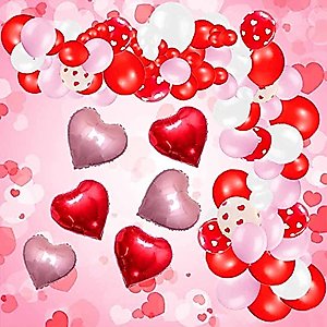 Valentines Day Balloon Garland Arch Kit Party Decorations - 113PCS Happy Valentine's Day Wedding Anniversary Engagement Decorations Pink Red Heart Mylar Balloons =