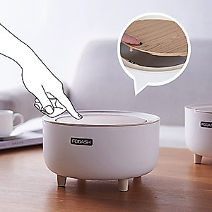 URALFA Mini Desktop Trash Can, Countertop Tiny Trash Can with Lid for Desk, Plastic For Office and Coffee Bar, 0.5 Gallon White