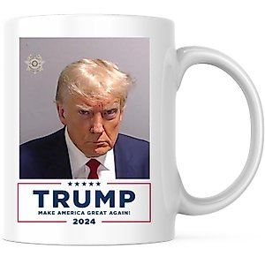 Bliss Monkey Co. Trump Make America Great Again Coffee Mug - Trump Mugshot - 11 Ounce Coffee Mug - Premium White Coffee Mug