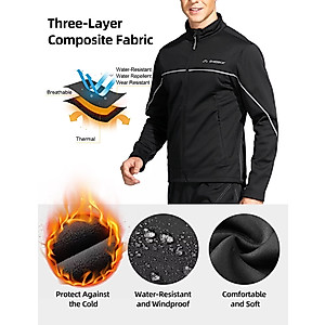 INBIKE Men's Cycling Jacket, Winter Fleece Thermal Windproof Soft Shell Wind Coat Black Small