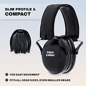 Pro Ears Ultra Gel 22 Noise Reduction Ear Muffs, Lightweight & Slim w/Aviator Gel Ear Seals, Shooting Ranges, Construction, and Loud Events, 8.5 oz