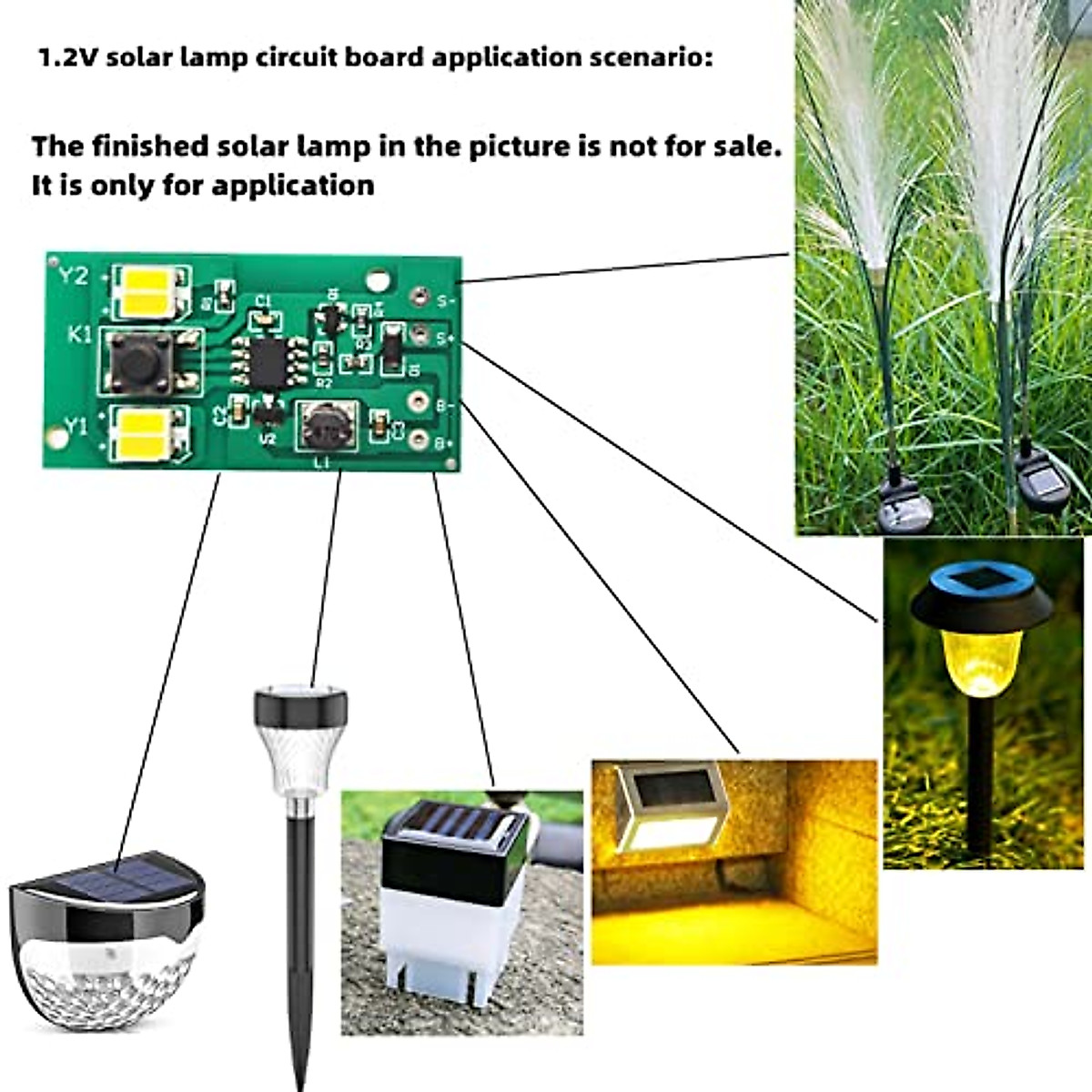 Tgoon Solar Lamp Control Board, Solar Light Control Panel Sturdy 1.2V Constant Current Driving PCB for Garden