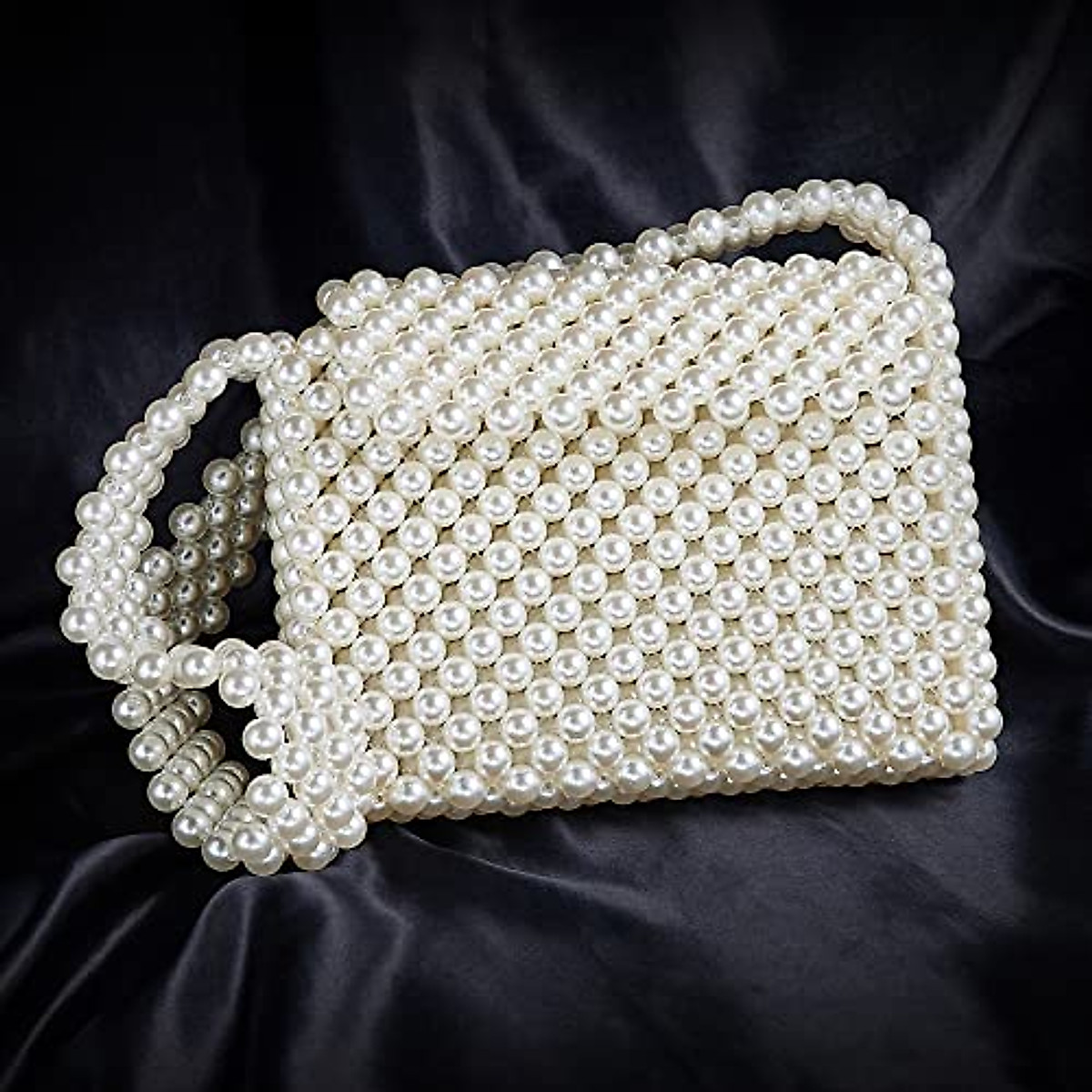 Grandxii Women Shoulder Bag Pearl Purse Tote bag Handmade Weave Beaded Bag Evening Party Bag