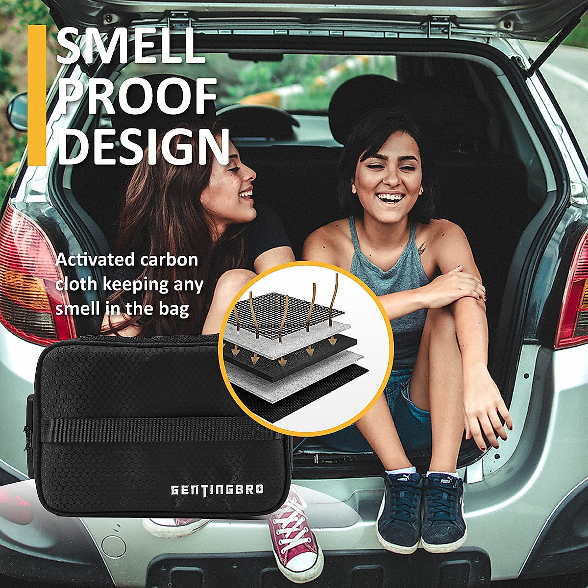 GENTINGBRO Bag with Combination Lock Medicine Lock Bag Travel Bag Lunch Bag Black