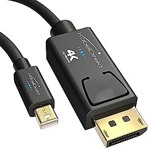 4K Mini DisplayPort to DisplayPort Cable (Mini-DP to DP) – 15ft – with Special A.I.S. Shielding in The Connector, Mini-DP/Thunderbolt 1 & 2 for PC, Laptop & Mac by CableDirect