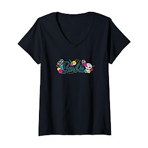 Barbie Halloween Sugar Skull Logo V-Neck T-Shirt