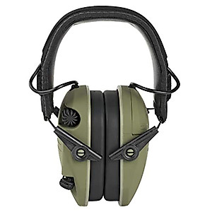 Walker's Razor Slim Shooter Electronic Hunting Folding Hearing Protection Earmuffs with 23dB NRR and Sound Amplification, Green Patriot, 3 Pack