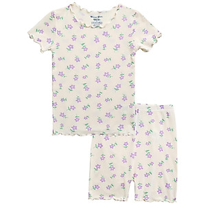 Vaenait Toddler Kids Toddler Sleepwear Pajamas 2pcs Set Shirring Purple Blossom XS