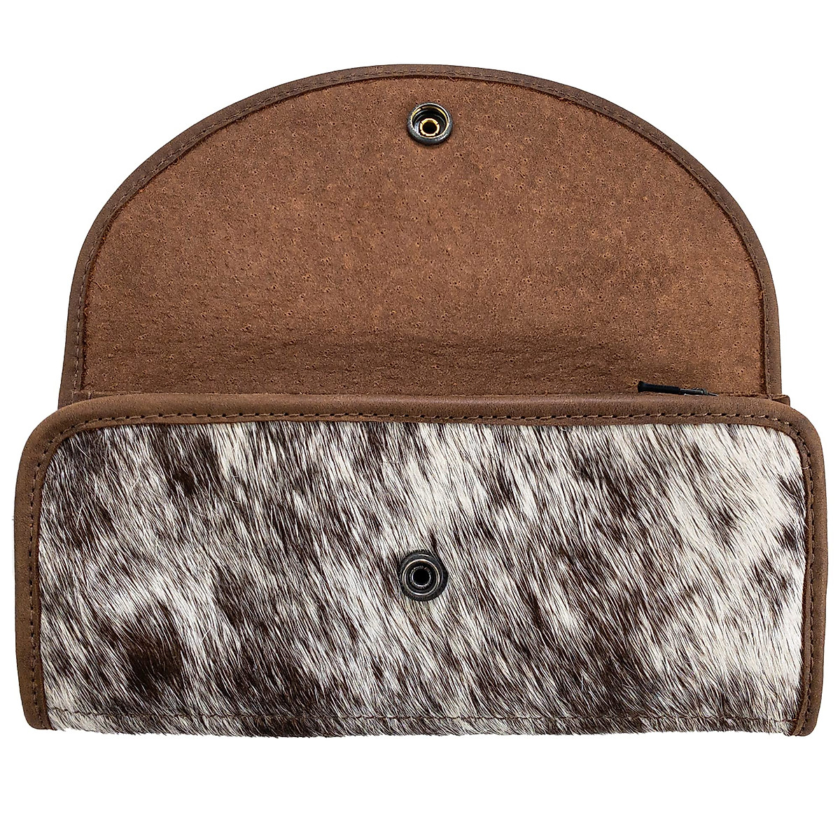 Hide & Drink, Snap Clutch Wallet for Women, Money Holder and Card Organizer with Zippered Pouch, Full Grain Leather, Handmade, Furry