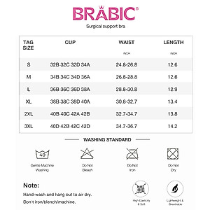 BRABIC Women Post-Surgical Sports Support Bra Front Closure with Adjustable Straps Wirefree Racerback (Black, L (fit for 36B 36C 36D 38A))