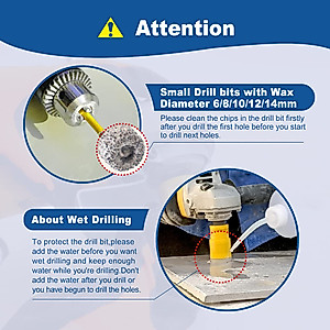 HIGHDRIL Dry Diamond Drill Bits 5Pcs 6mm 1/4" with Quick-fit Hex Shank for Granite Marble Porcelain Tile Ceramic