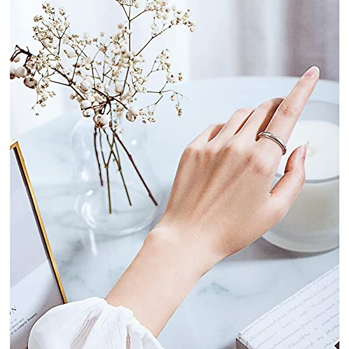 S925 Sterling Silver Spinner Fidget Anxiety Worry Relieving Boredom ADHD Autism Band Rings Faith Hope Love Cross