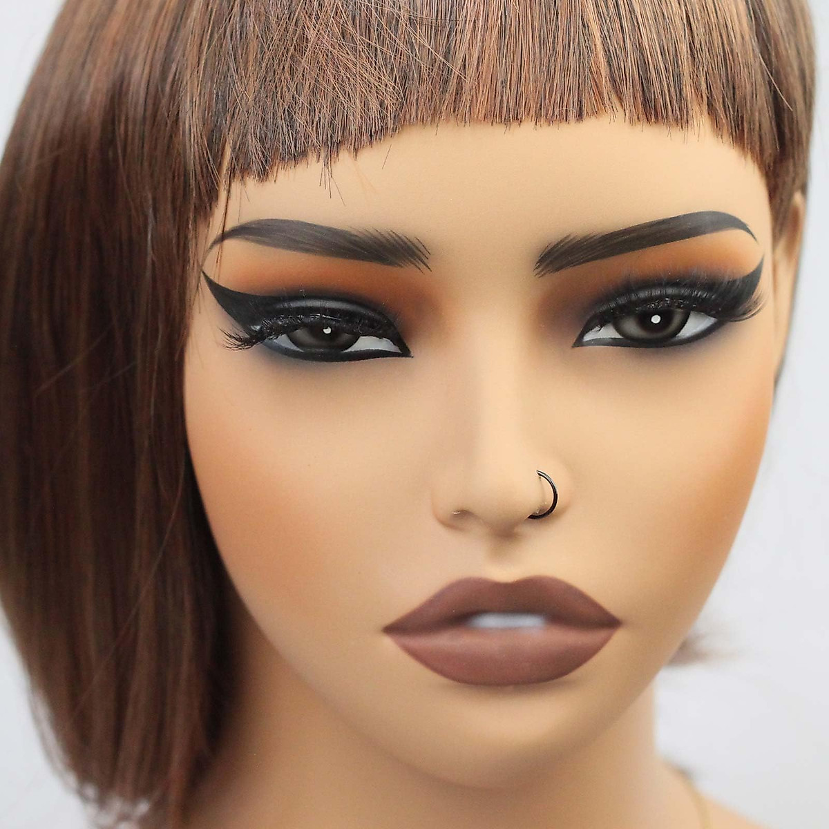 NewkeepsR 3PCS-0.8mm Black Anodised Hinged Clicker Nose Hoop Rings, 20 Gauge 316L Steel Seamless Segment Sleeper Earrings Piercing-7/8/9mm