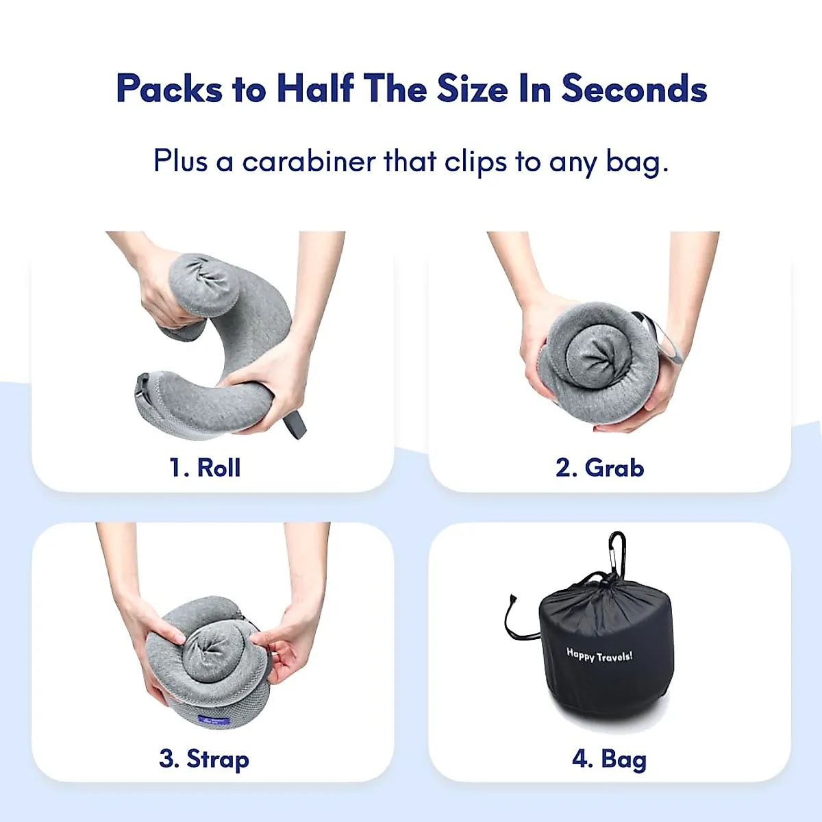 C CUSHION LAB Extra Support Travel Pillow, Award-Winning Patented Ergonomic Design for Chin & Neck Support Memory Foam Neck Pillow, Compact Airplane Pillow for Traveling, Flight, Car (Black, Large)