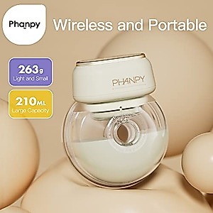 Phanpy E-Joy S2 Wearable Hands Free Portable Breast Pump, 3 Modes 8 Levels High Performance LED Touch Screen Low Noise, 7oz Capacity 20&24 mm(2 Counts)