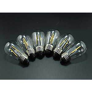 BRIMAX 6 Pack 2W LED Light Bulbs,Equivalent to 11W/20W/25W, Plastic LED Filament Bulb,2700K Warm White,E26 Medium Base, S14 Edison Light Bulbs for 6/12/18-light Sputnik Chandelier Bulbs