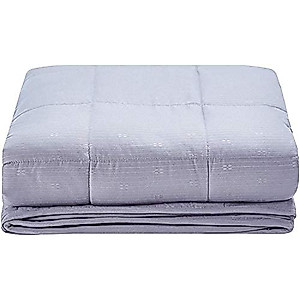 Qusleep Heavy Blanket in Jacquard Woven-New Stripe Pattern in Matte Grey for Adults and Kids (Floral Stripe, 48“72” - 15LB)