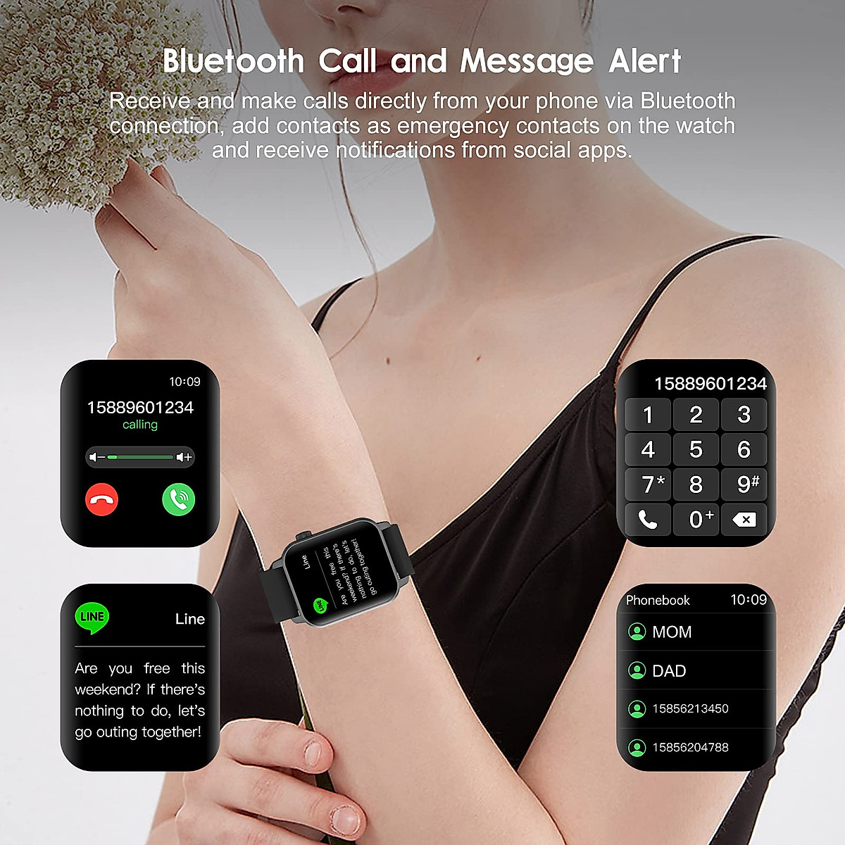 KINGSTAR Smart Watch, 1.69'' Touch Screen Smart Watches for Men Women IP67 Waterproof Smartwatch Fitness Tracker Watch with Heart Rate/Sleep Monitor Smart Watch Compatible for Android iPhone iOS