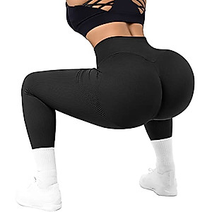 DOULAFASS Womens Camo Scrunch Butt Lifting Leggings Seamless High Waisted Workout Yoga Pants (Black, Medium)