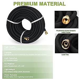 HZYOUMU Soaker Hose with Solid Brass Connectors 150 FT for Garden Beds 1/2 Inch Rubber Longer Lasting Drip Irrigation Save 70% of Water Various Accessories Great for Lawn and Yard