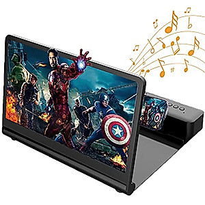 12" Phone Screen Magnifier with Bluetooth Speaker, 3D HD Mobile Phone Magnifying Screen for Videos and Gaming. Fordable Phone Stand with Screen Amplifier, Suitable for All Smartphones