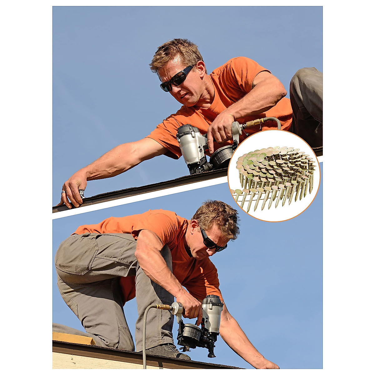 Sadnyy 600 Count Coil Roofing Nails 3/4-1-1/4 in 15 Degree Coil Roofing Nails Stainless Steel Siding Nails with Smooth Ring Shank for Roof Lathing Sheathing Material (3/4 inch x 0.12 inch)