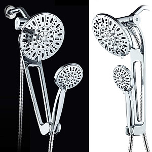 AquaDance High-Pressure 48-mode 3-way Shower Spa Combo with Adjustable 18" Extension Arm for Easy Reach & Mobility Enjoy Luxury 7" Rain & Handheld Shower Head Separately or Together-All-Chrome Finish