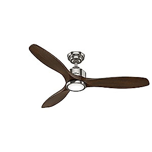 Hunter Fan Company, 50789, 52 inch Melbourne Brushed Nickel Ceiling Fan with LED Light Kit and Handheld Remote