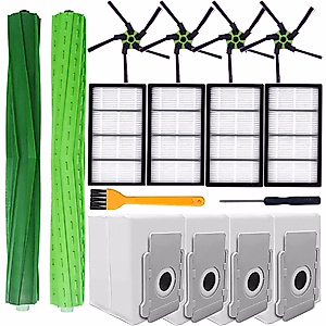 COSIN Replacement Parts Kit Compatible with Roomba s9(9150),s9+(9550), Series Vacuum Cleaner.Pack of 1 Set of Multi-Surface Rubber Brushes,4Side Brushes,4Filters,4Dust Bags,2 Tools…