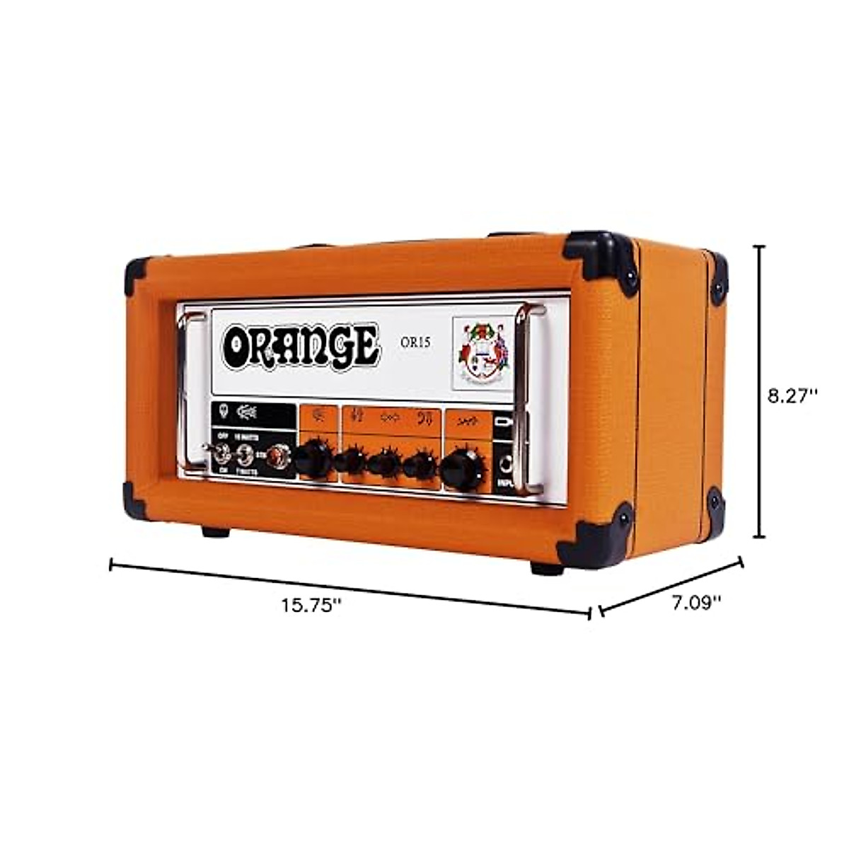 Orange OR15 15-Watt Single Channel, Compact Tube Guitar Amp Head with Instrument Cable and Austin Bazaar Polishing Cloth