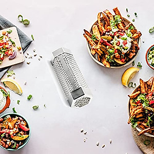 Meshscreen Pellet Smoker Tube 6 inches - 5 Hours of Billowing Smoke，Stainless Steel Pellet Smoker Tube for All Grill or Smoker for Cold/Hot Smoking,with 2 S Shape Hooks+1 Cleaning Brush